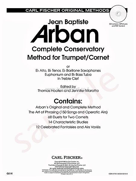 Complete Conservatory Method for Trumpet - J.B. Arban Spiral-bound ...